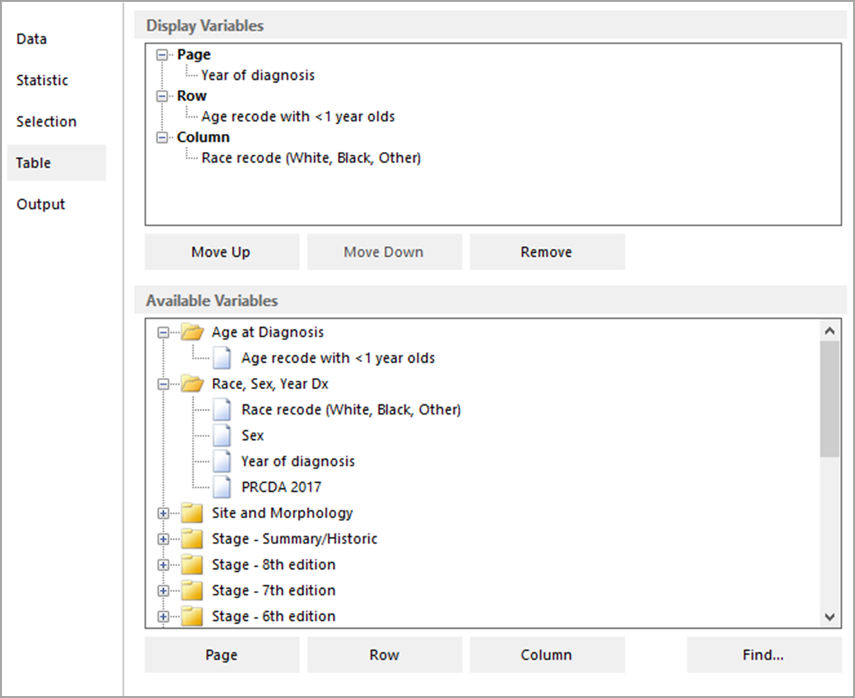 Frequency Table Tab.png — SEER*Stat Help System